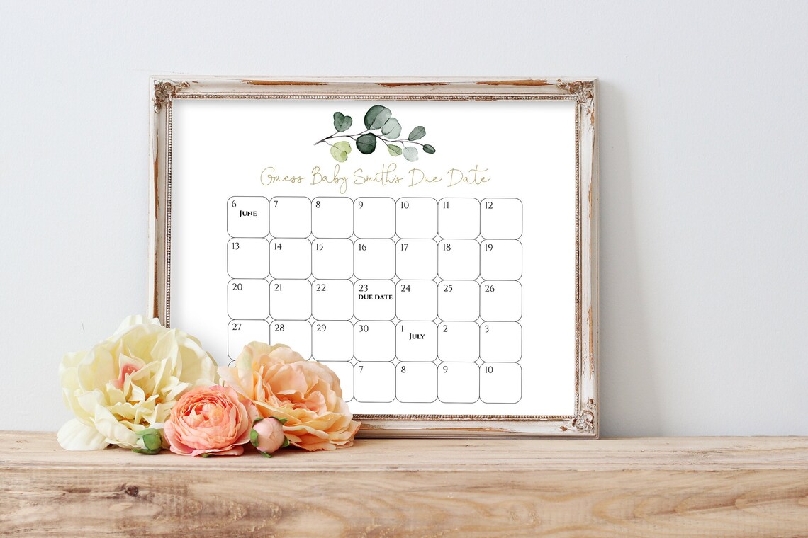 Baby Due Date Calendar Sign Editable Baby Birthday Prediction - Etsy