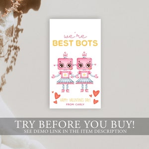 Girl Robot Valentine Card Template, Kids Valentine Printable, Girl Best ...