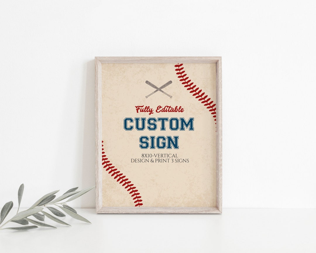 8x10 Custom Sign Template, Baseball Party Signage, Vintage Baseball ...