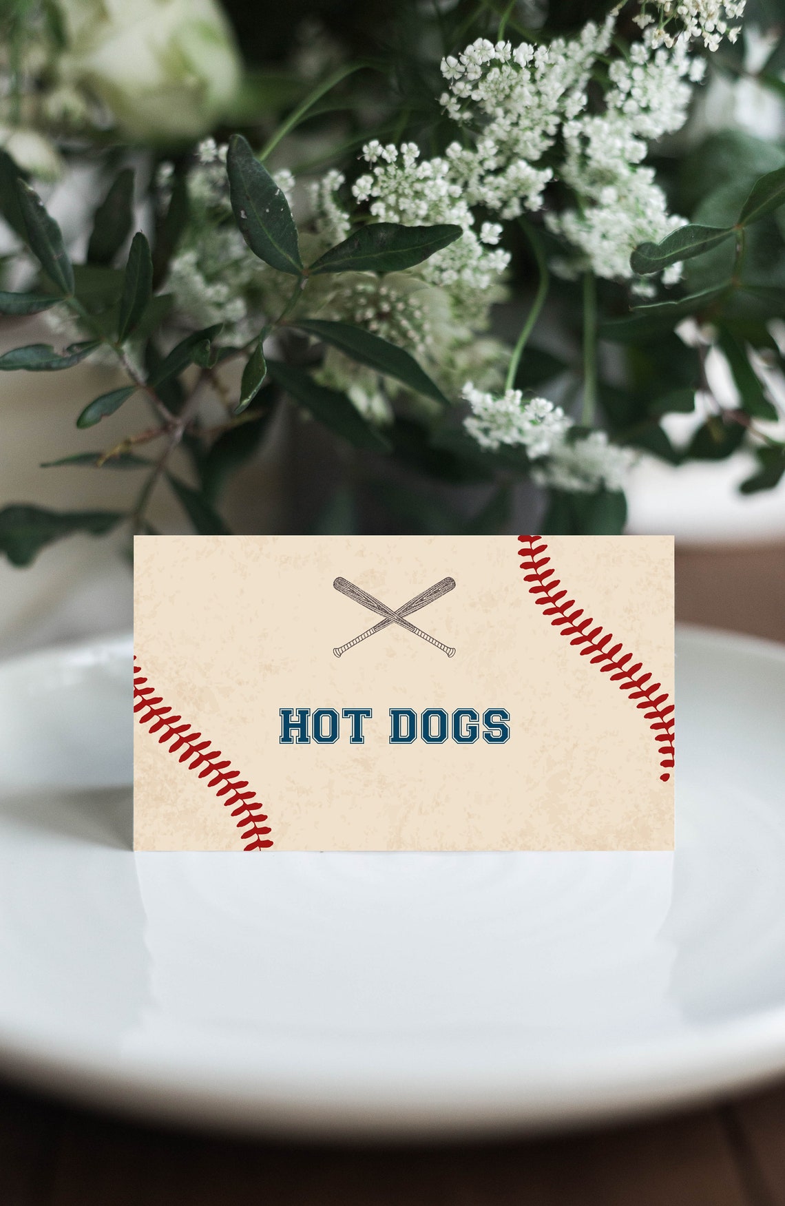 Baseball Party Food Tent Printables Baseball Food Place Card | Etsy