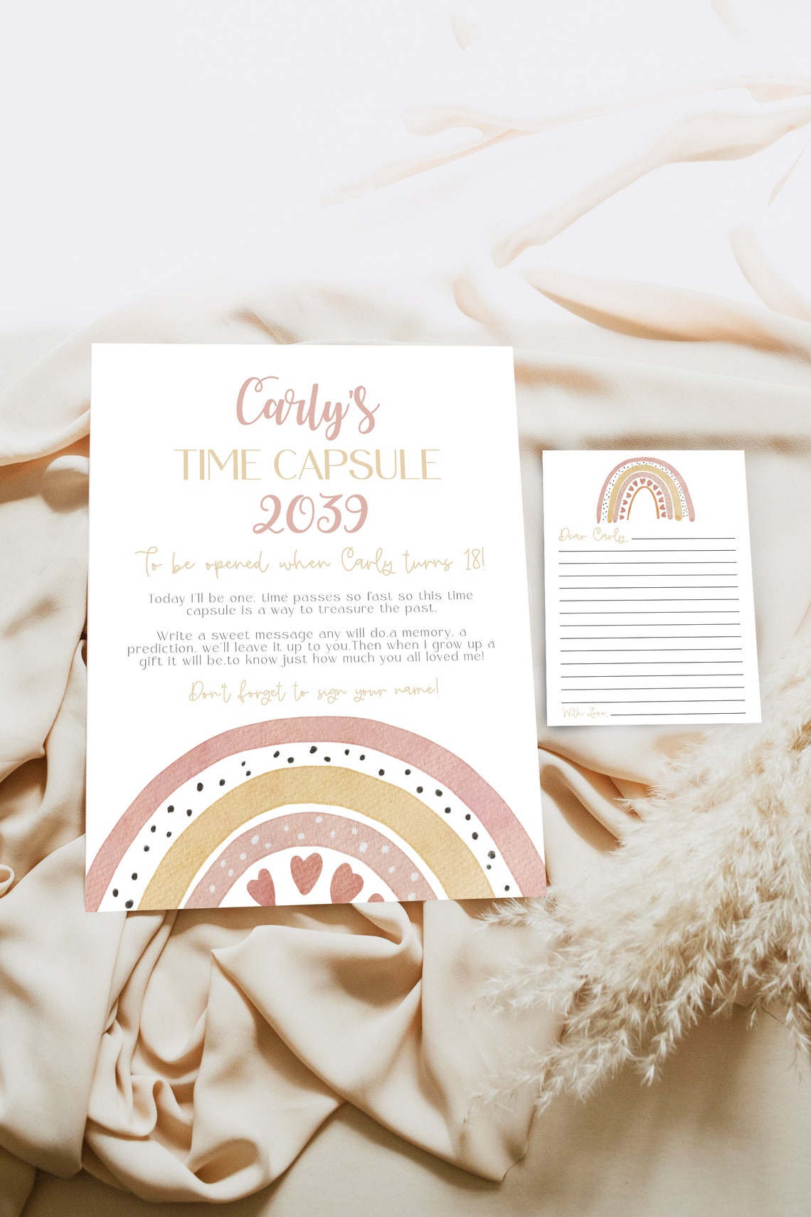 Rainbow Time Capsule Printable Template EDITABLE Blush - Etsy