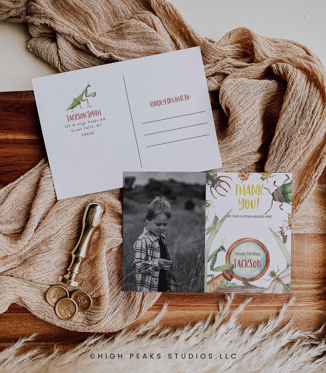 EDITABLE Bug Thank You Card Photo, Insect Thank You Template, Outdoor ...