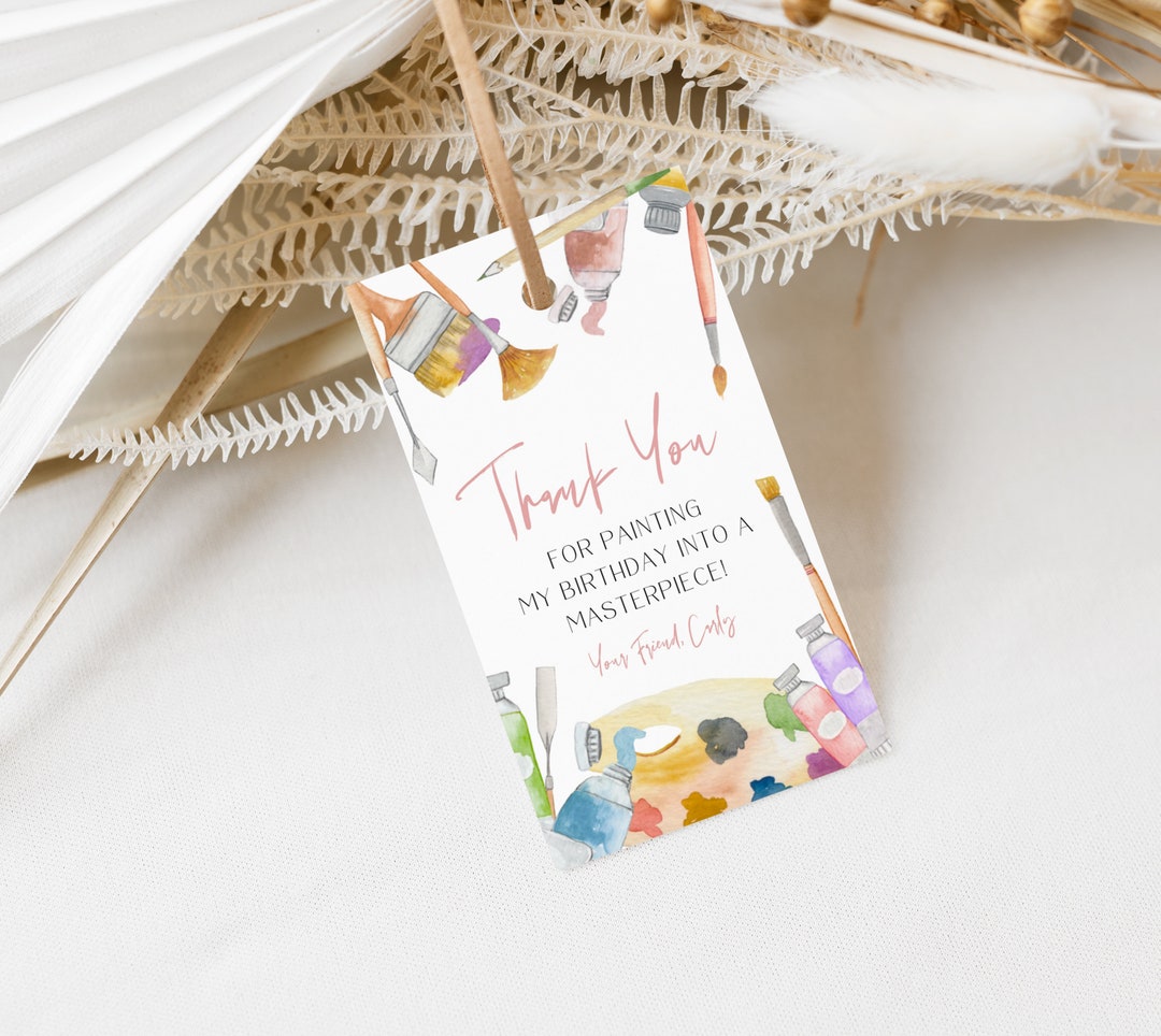 Editable Art Birthday Favor Tag, Girl Birthday Favor Labels, Paint ...