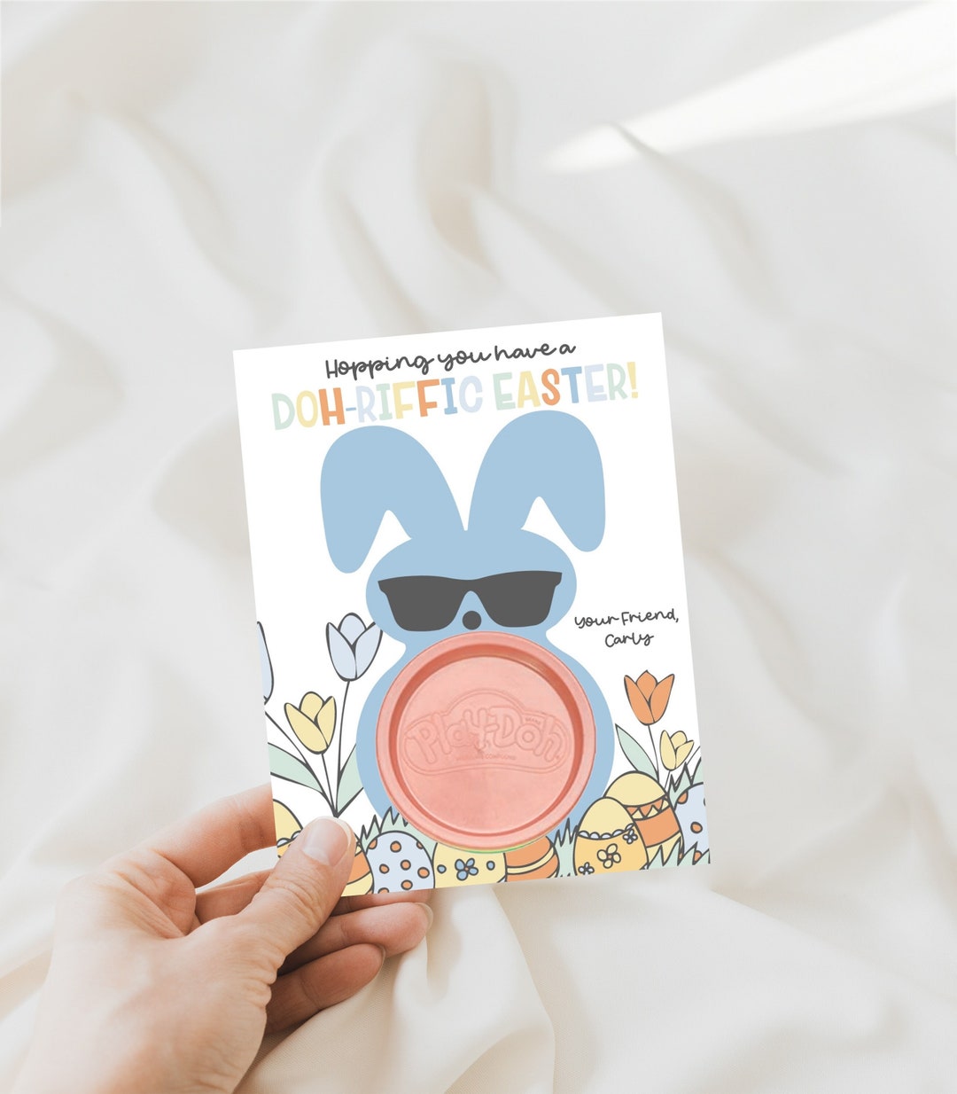 Editable Play Doh Easter Gift Tag Printable Template, Blue Orange ...