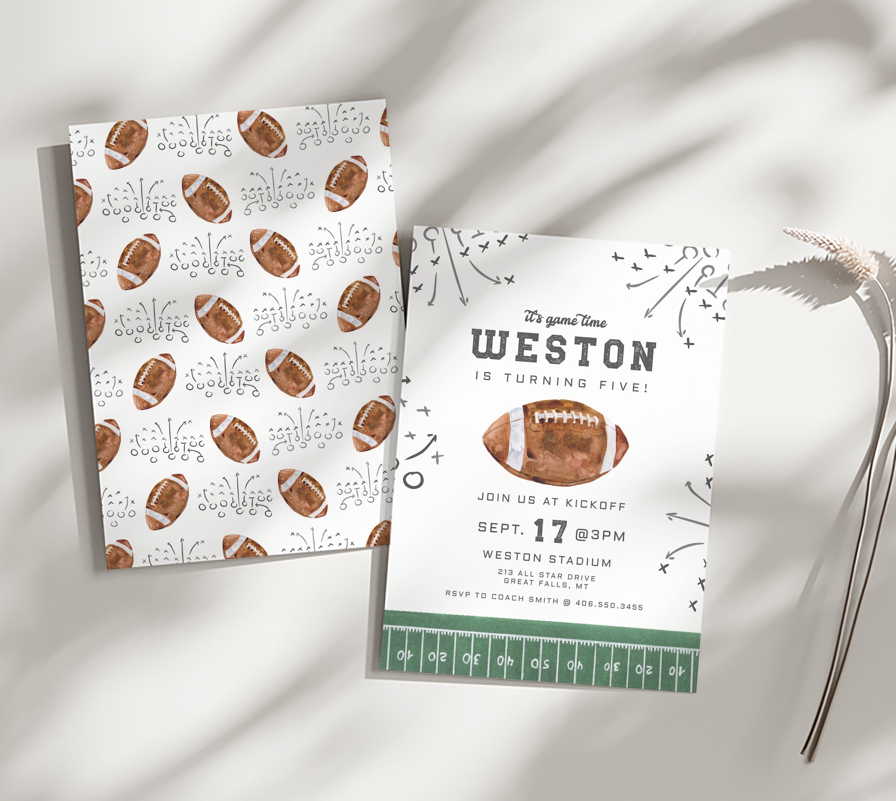 Football Birthday Invitation It's Game Time Game On - Etsy