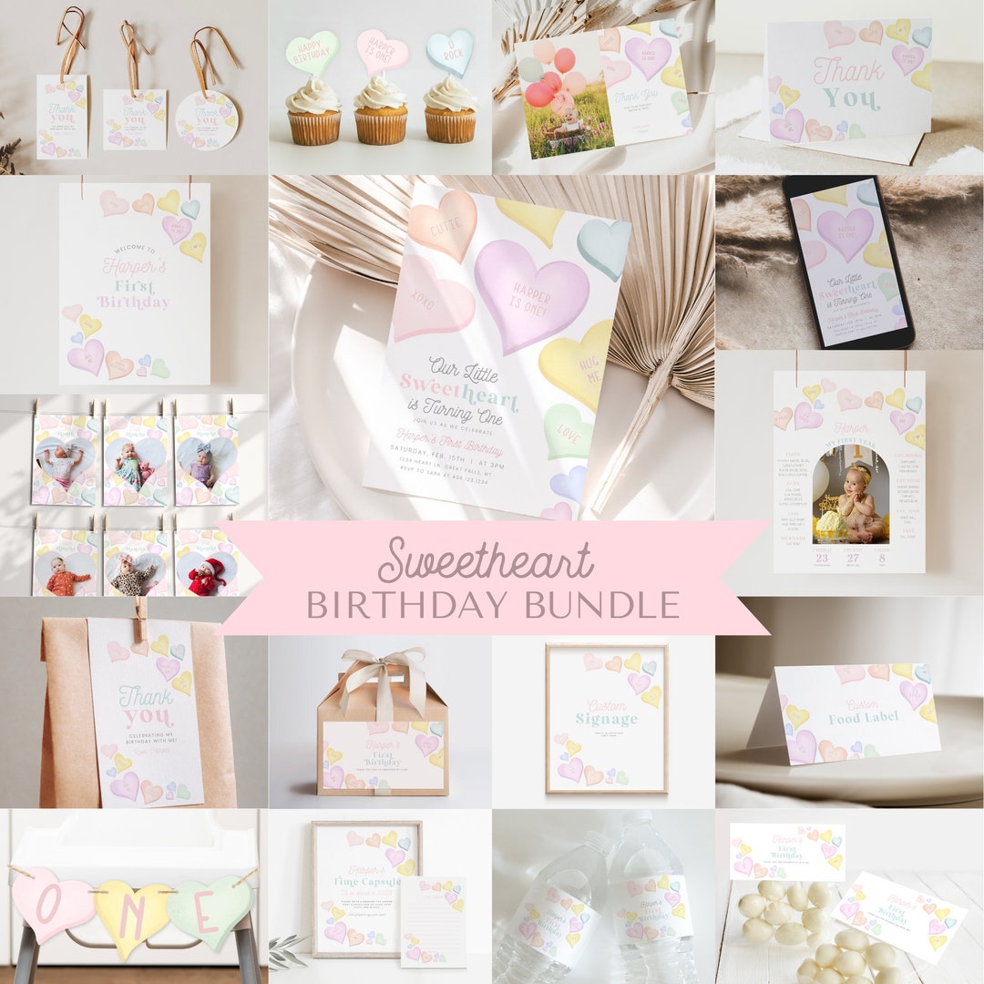 Sweetheart Birthday Bundle Printable Templates, Conversation Candy ...