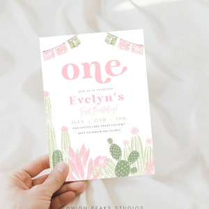 Editable Cactus Fiesta First Birthday Invitation Printable, One ...