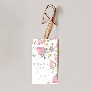 Strawberry Thank You Tag Printable Template, Berry First Party Theme ...