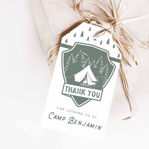 Editable Happy Camper Favor Tag Template, Camp Thank You Sticker ...