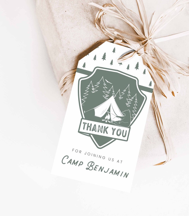 Editable Happy Camper Favor Tag Template, Camp Thank You Sticker ...