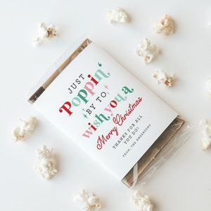Printable Popcorn Bag Merry Christmas Gift Wrap, Just Popping by to ...
