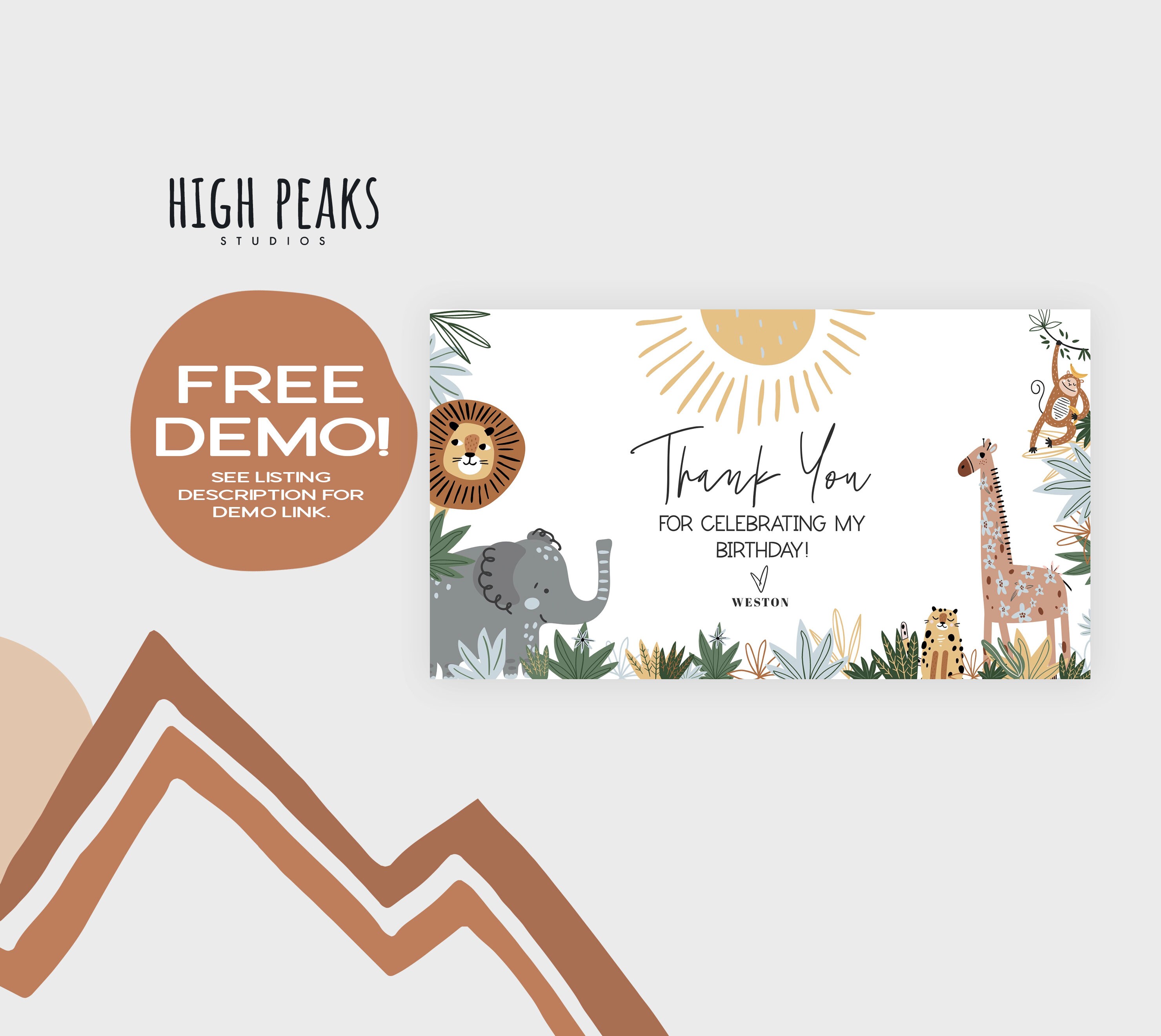 Boho Safari Gable Box Label Jungle Animal Birthday Favor - Etsy