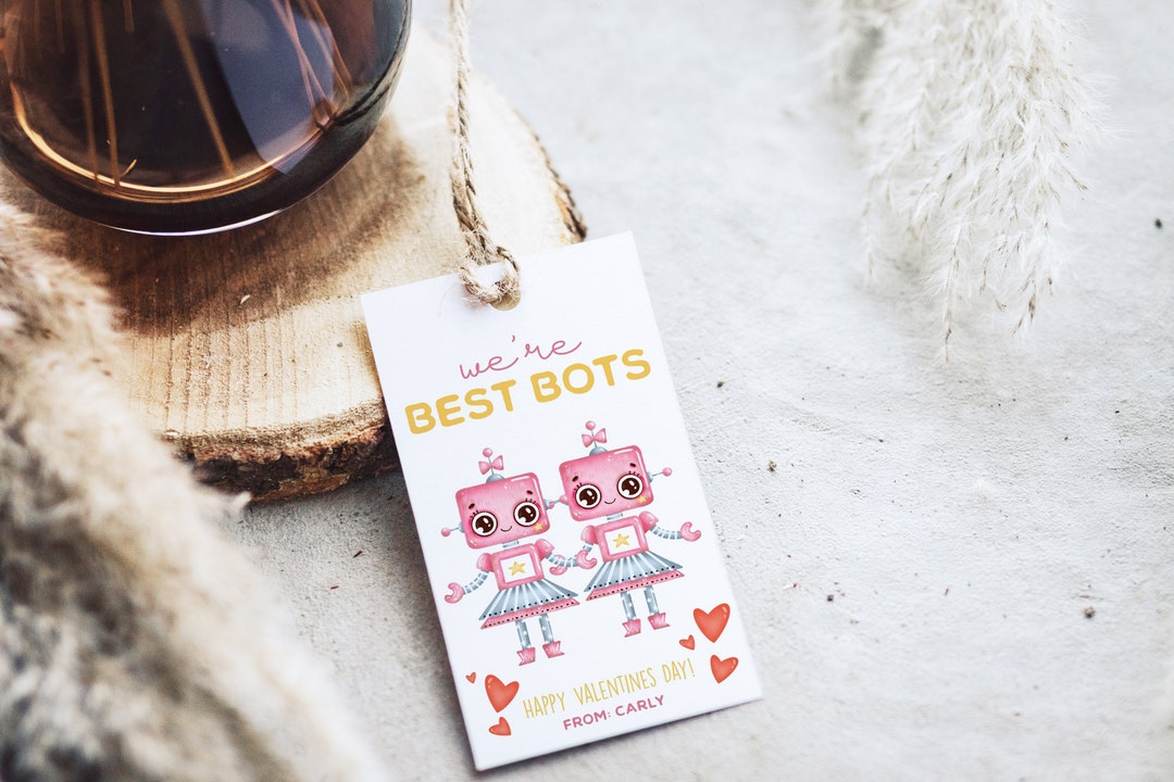 Girl Robot Valentine Card Template, Kids Valentine Printable, Girl Best ...