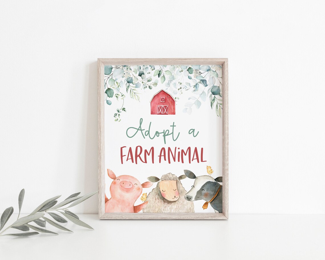 Adopt a Farm Animal Sign and Certificate Printables Barnyard | Etsy