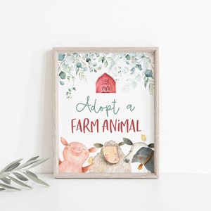 Adopt a Farm Animal Sign and Certificate Printables, Barnyard Animal ...