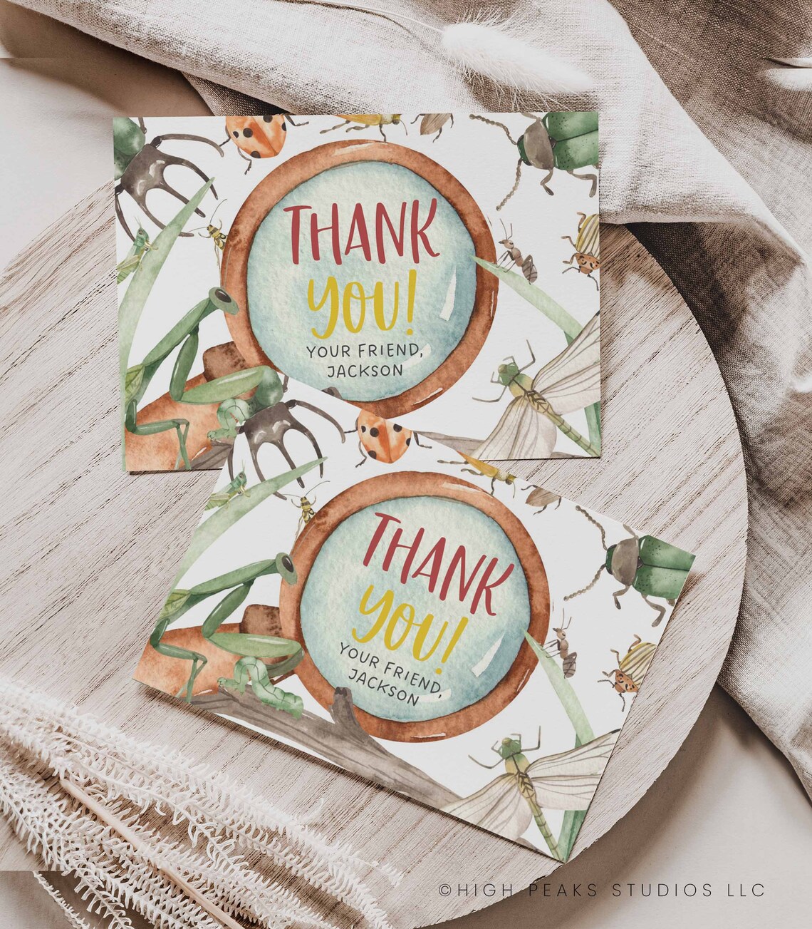 EDITABLE Bug Thank You Card Folded, Insect Birthday Thank You Template ...