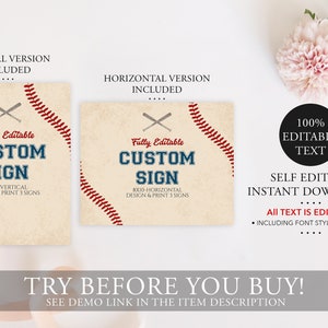 8x10 Custom Sign Template, Baseball Party Signage, Vintage Baseball ...