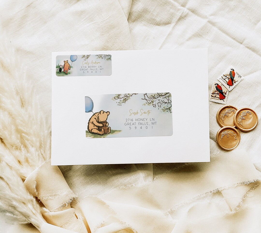 Return and Recipient Address Label Template, Winnie the Pooh Address ...