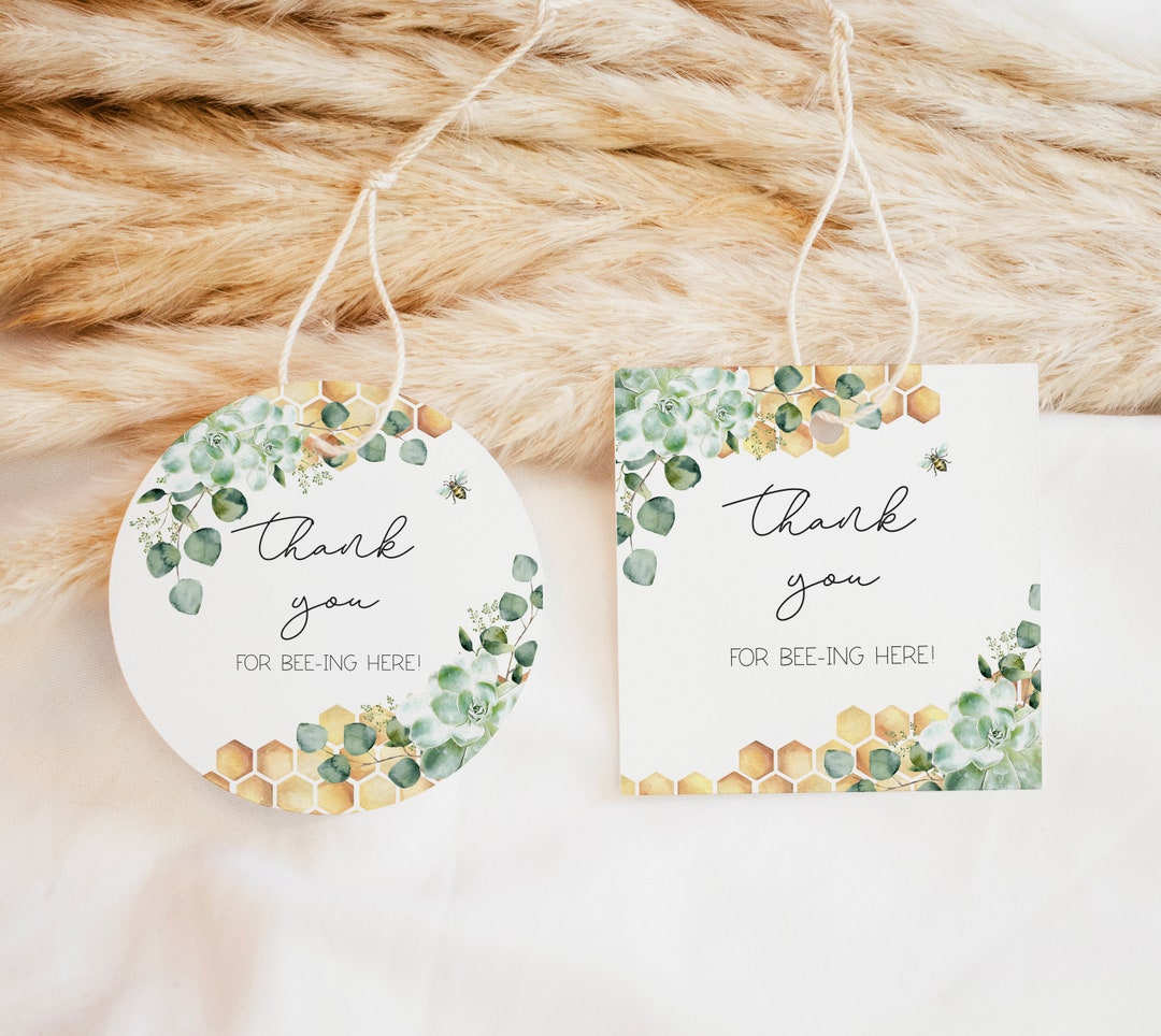 Circle Bee Favor Sticker, Bumble Bee Baby Shower Tag, Honey Comb Favor ...
