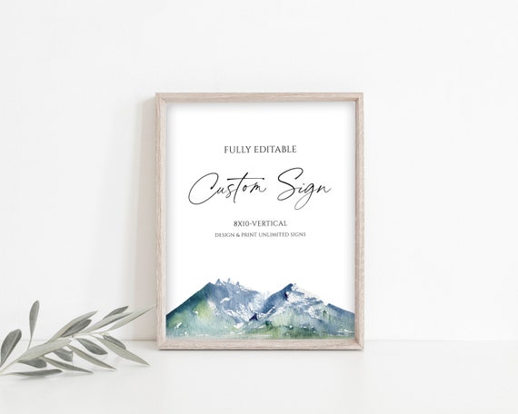 8x10 Custom Sign Template Printable Mountain Editable Custom - Etsy