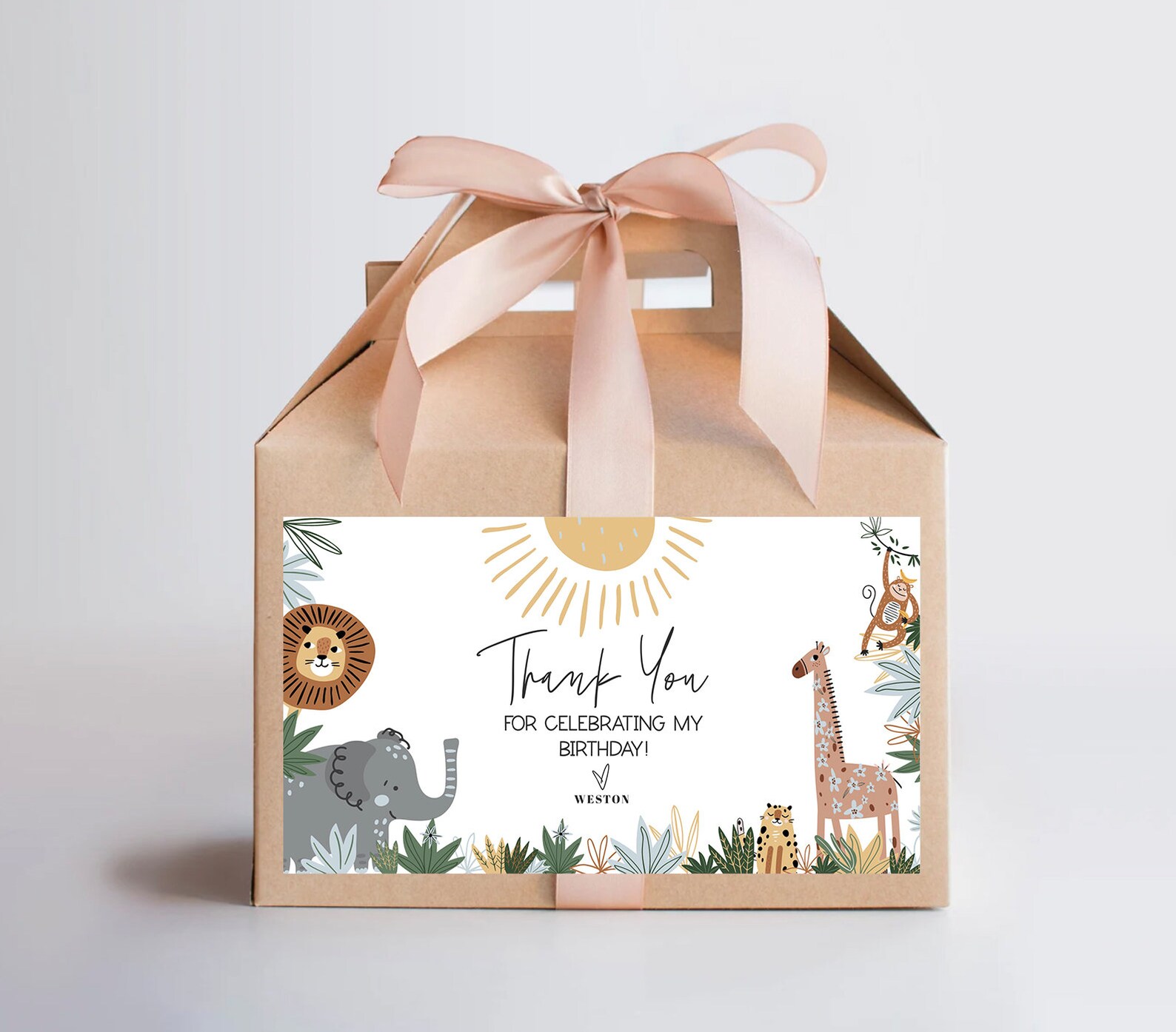 Boho Safari Gable Box Label Jungle Animal Birthday Favor - Etsy