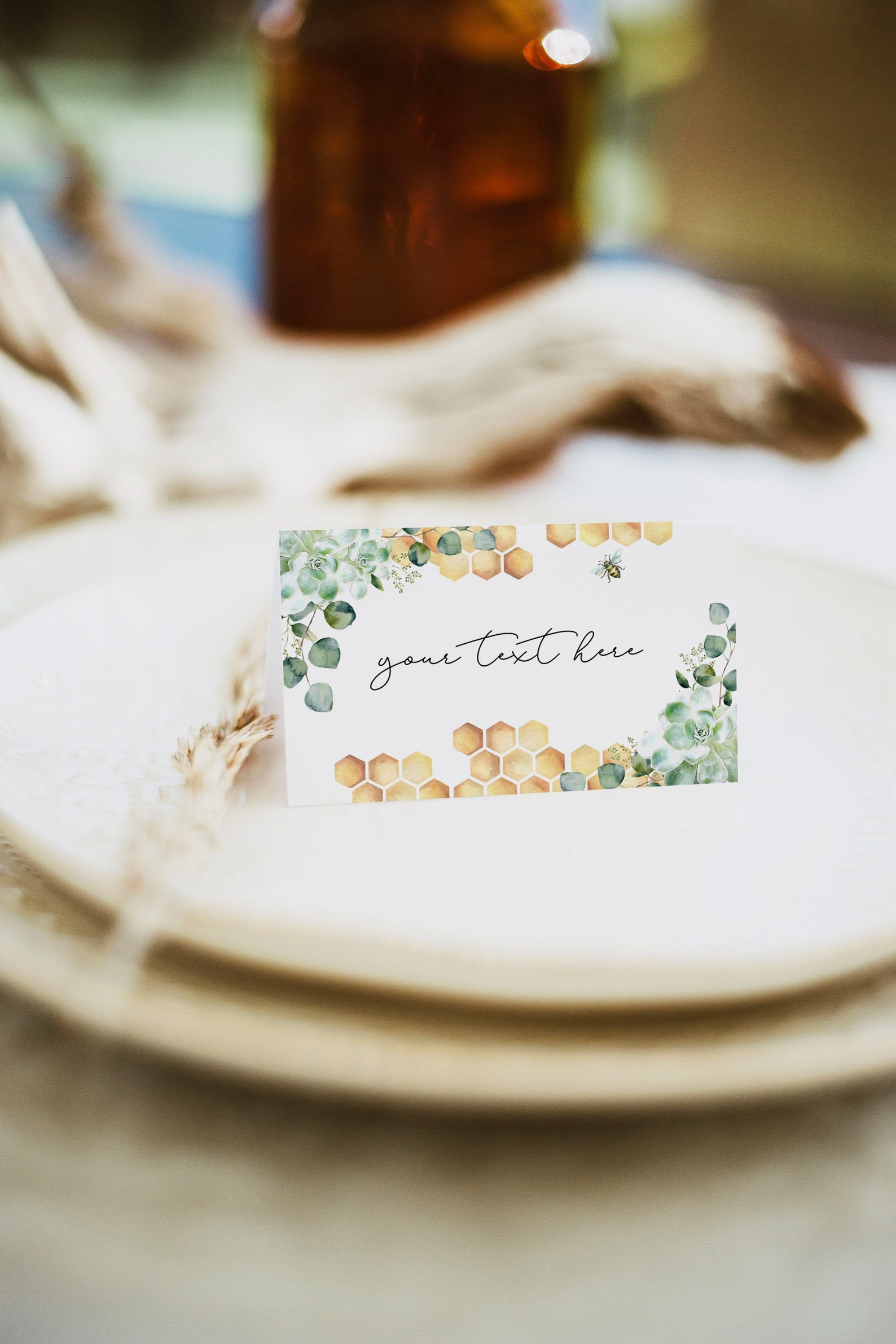 Bee Name Place Card Template Honeycomb Wedding Name Table | Etsy