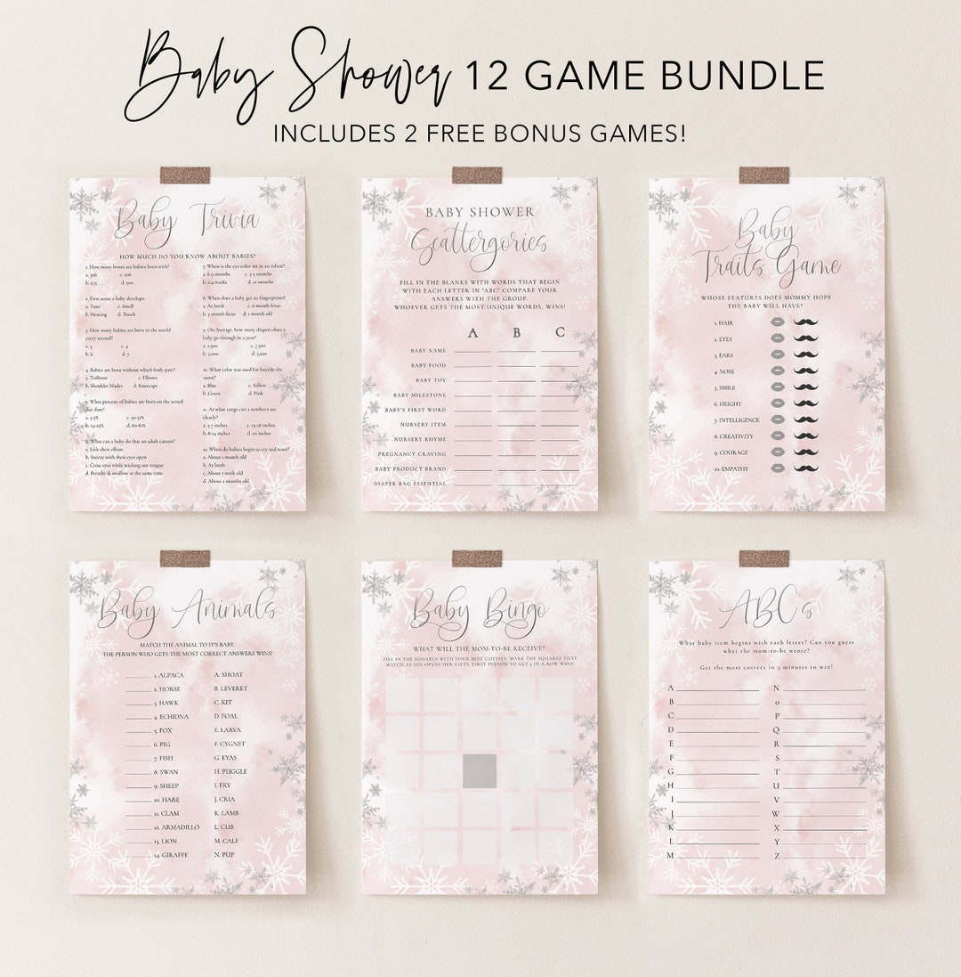 Baby Shower Game Bundle Card Printables, Snowflake Baby Shower ...