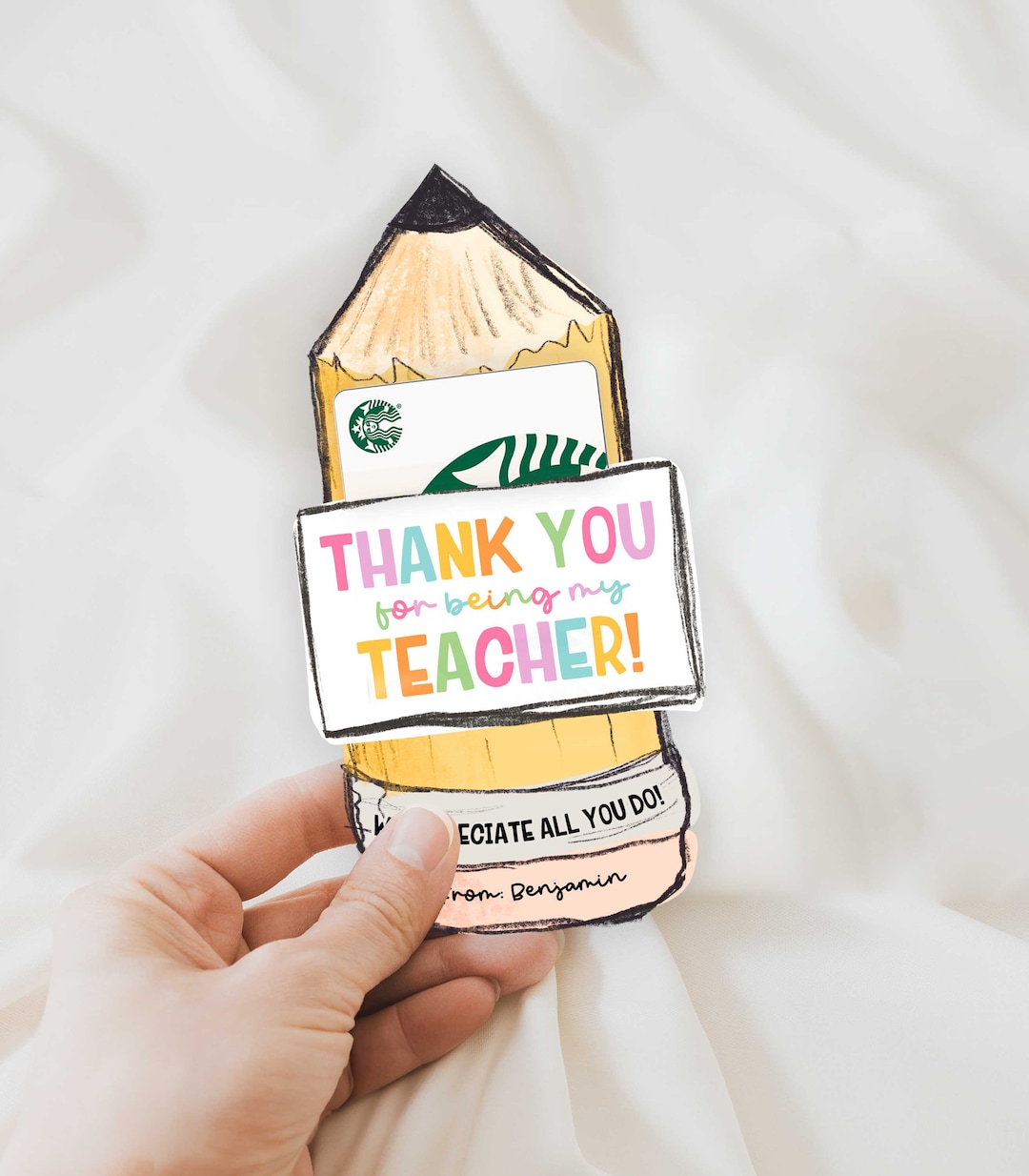 Pencil Teacher Appreciation Gift Card Holder Printable, Pencil Cutout ...