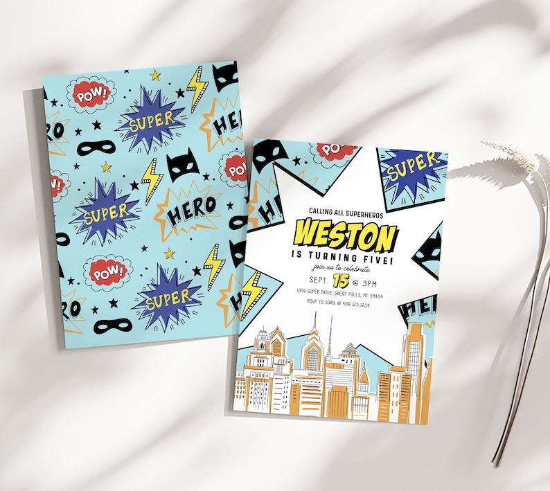 Superhero Birthday Invitation Editable Comic Book Invitation - Etsy