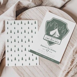 Editable Camping Birthday Invitation, Vintage Camp Theme for Summer ...