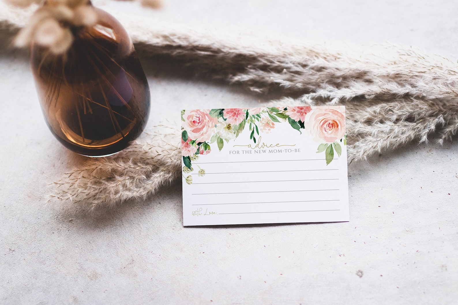 Advice for the New Mom Card Printable Pink Floral Invitation | Etsy