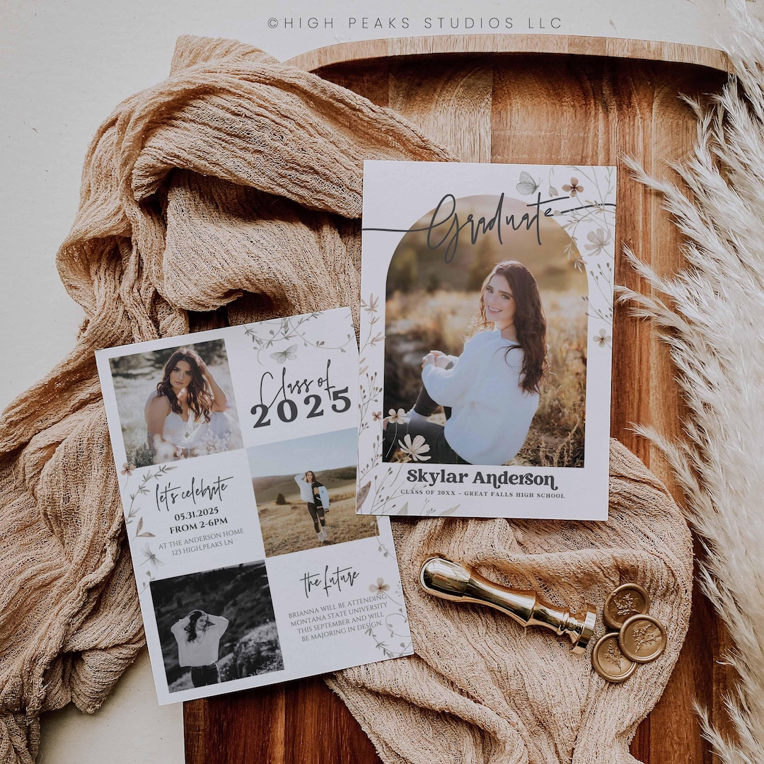 Minimalist Graduation Invitation, Wildflower Graduation Party ...