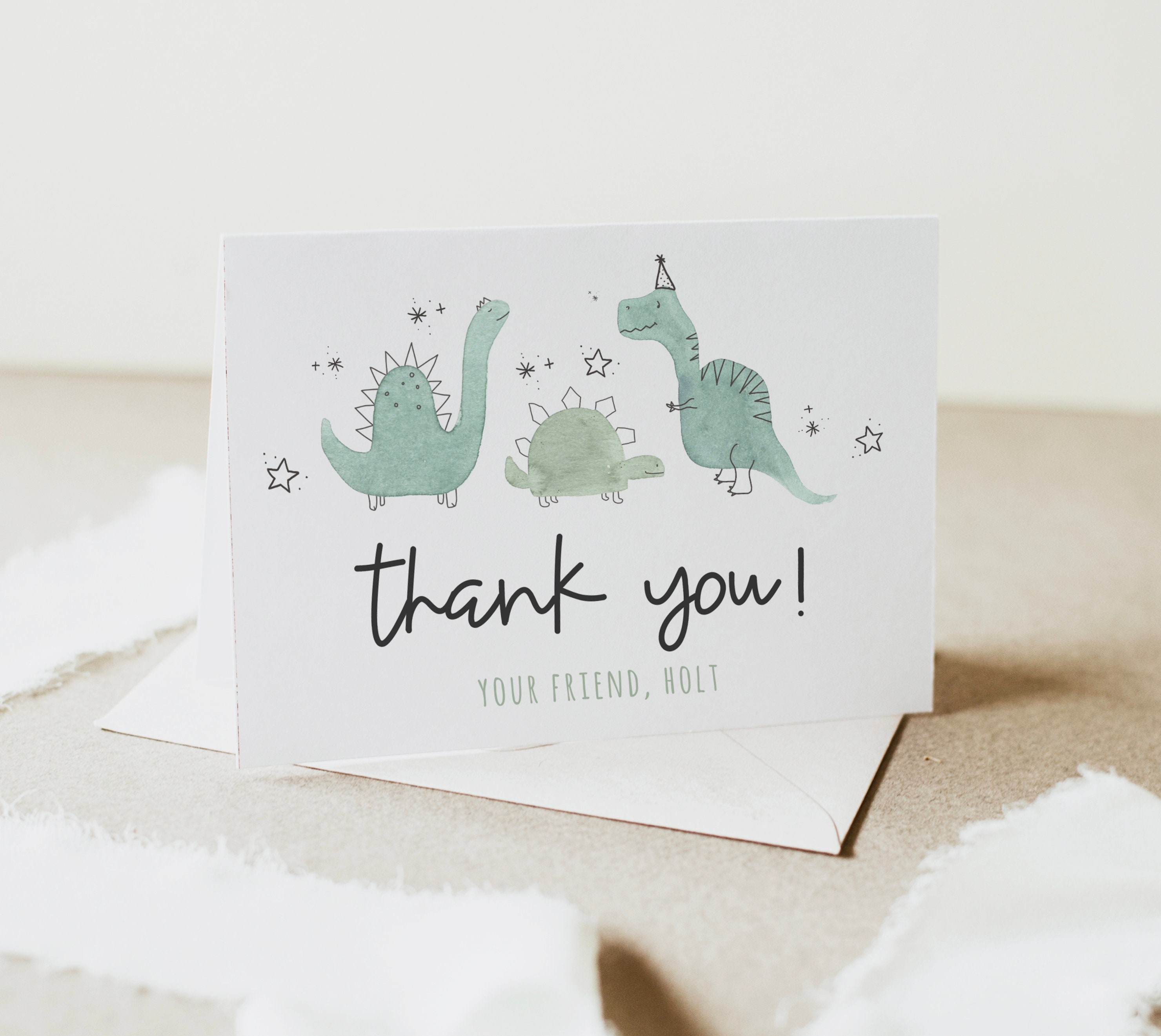 EDITABLE Dino Thank You Card Foldedprehistoric Dinosaur - Etsy Australia