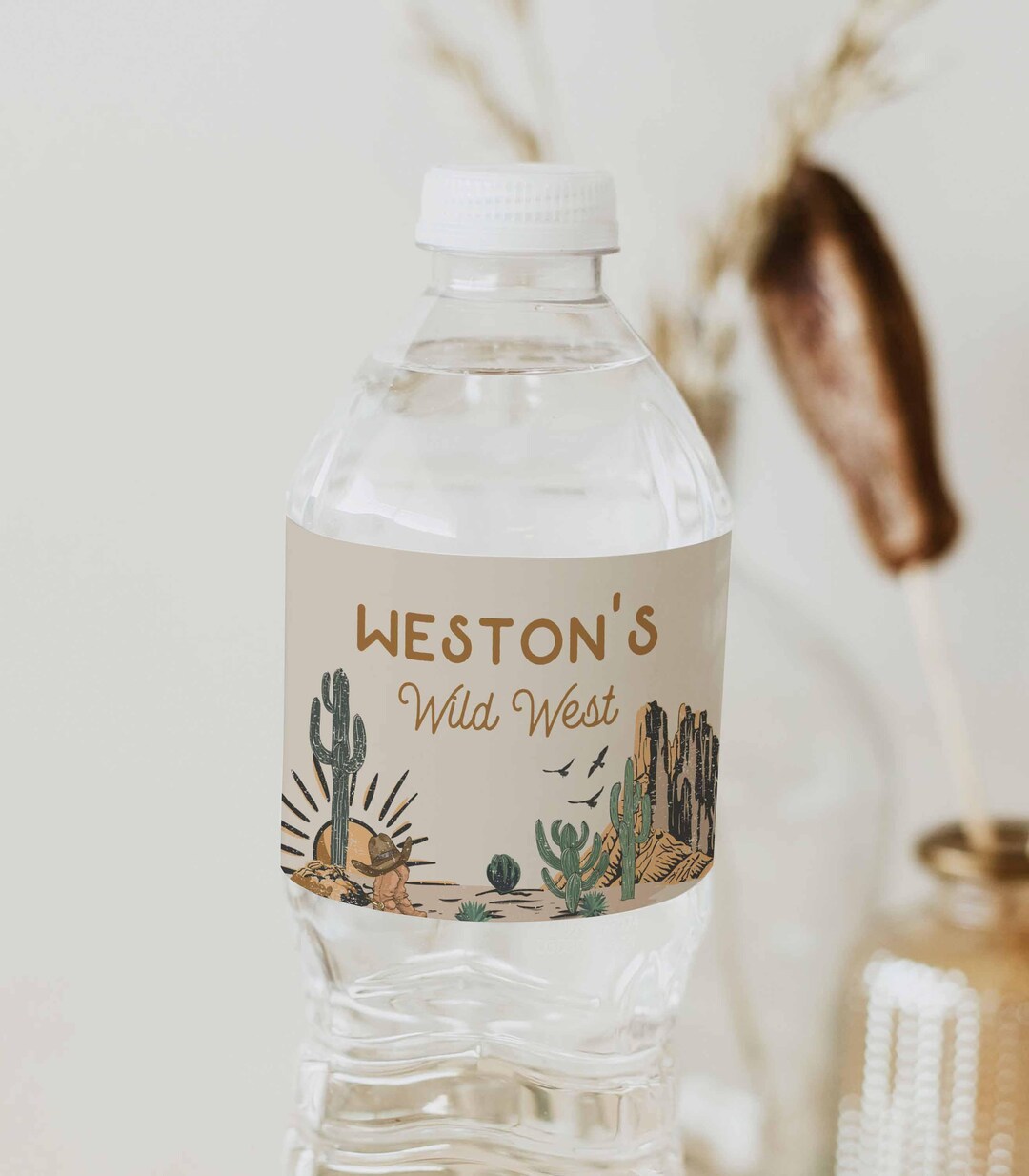 EDITABLE Wild West Water Bottle Label Wrap Printables, Western Wild One ...