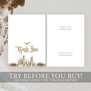 EDITABLE Magical Thank You Card Template, Printable Folded Thank You ...