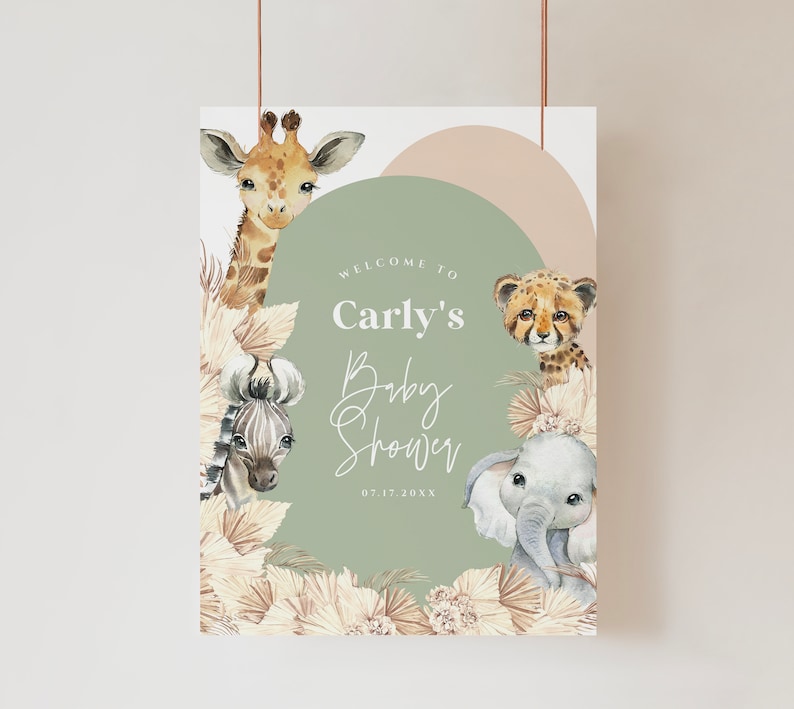 EDITABLE Boho Safari Baby Shower Welcome Sign Neutral Baby - Etsy