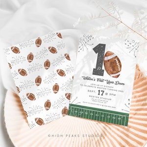 Football Birthday Invitation, First Year Down, Game On, Football Invite ...
