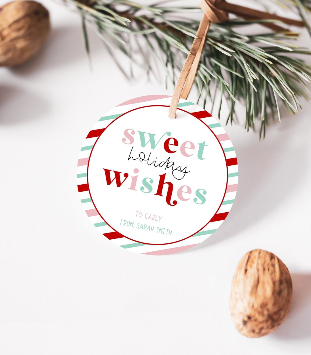 Printable Sweet Holiday Wishes Gift Tag, Christmas Treats Favor Bag Tag ...