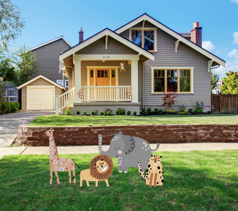 Boho Safari Animal Yard Sign Printables Lawn Ornaments Outdoor Baby ...