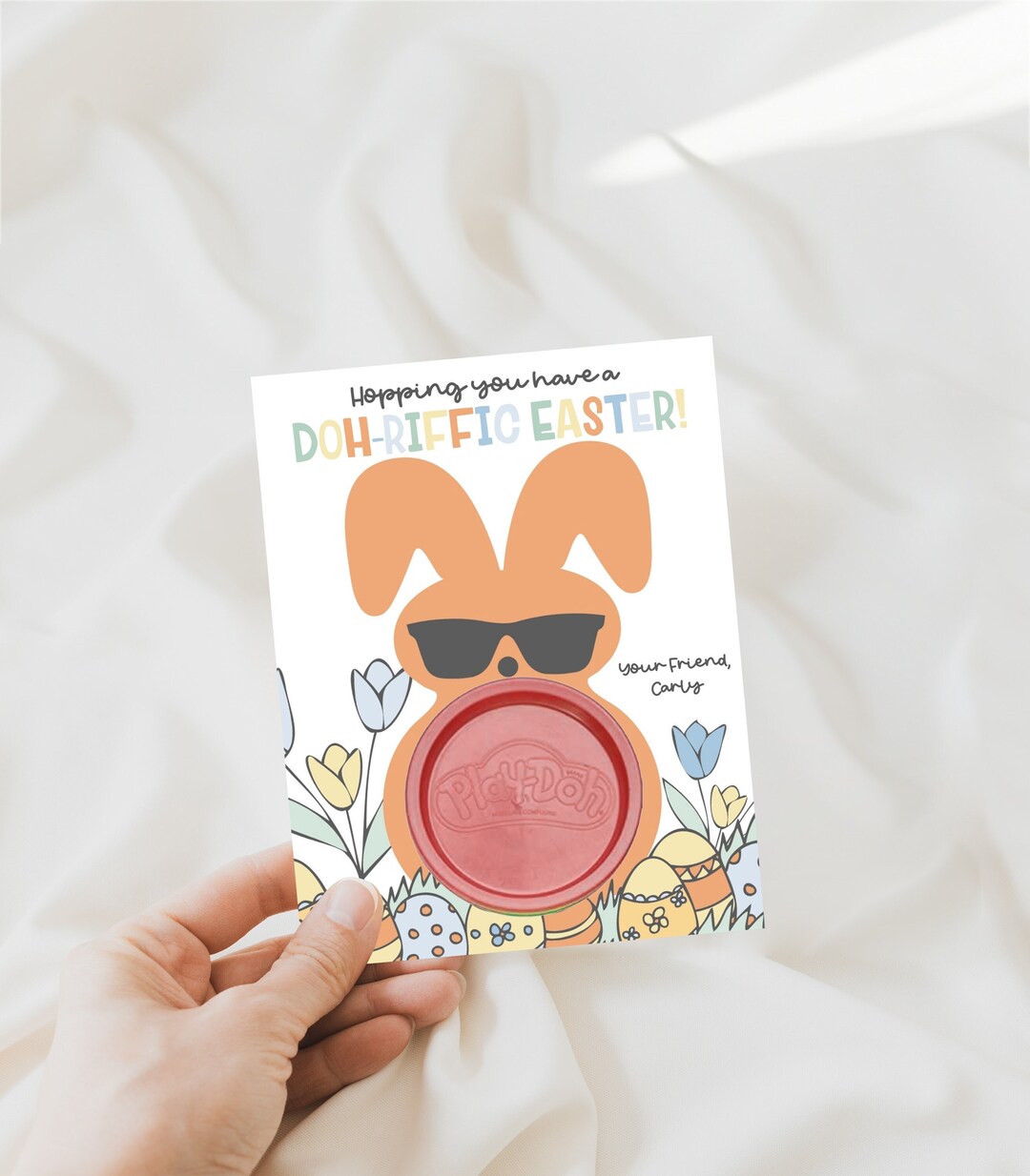 Editable Play Doh Easter Gift Tag Printable Template, Orange Blue ...