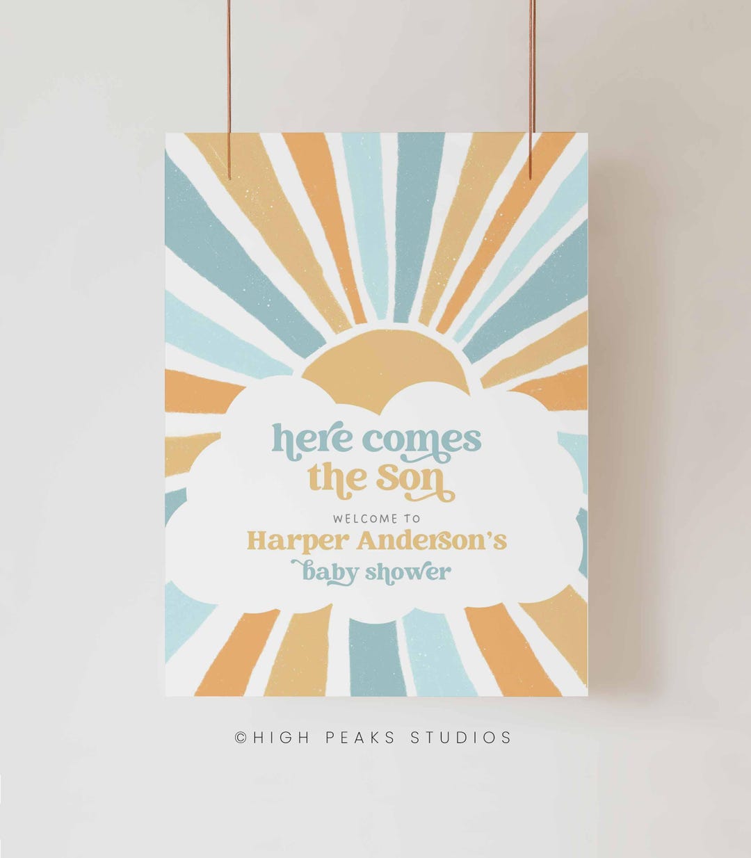 Editable Here Comes the Son Baby Shower Welcome Sign Printable Template ...