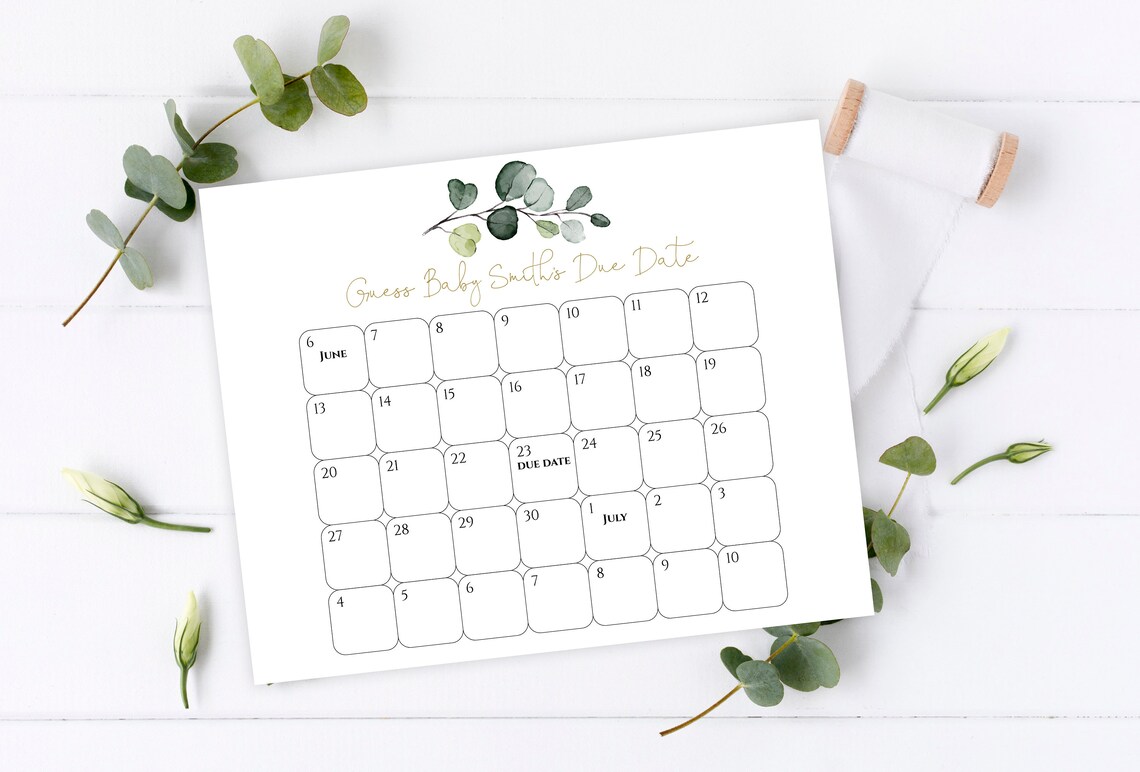 Baby Due Date Calendar Sign Editable Baby Birthday Prediction - Etsy