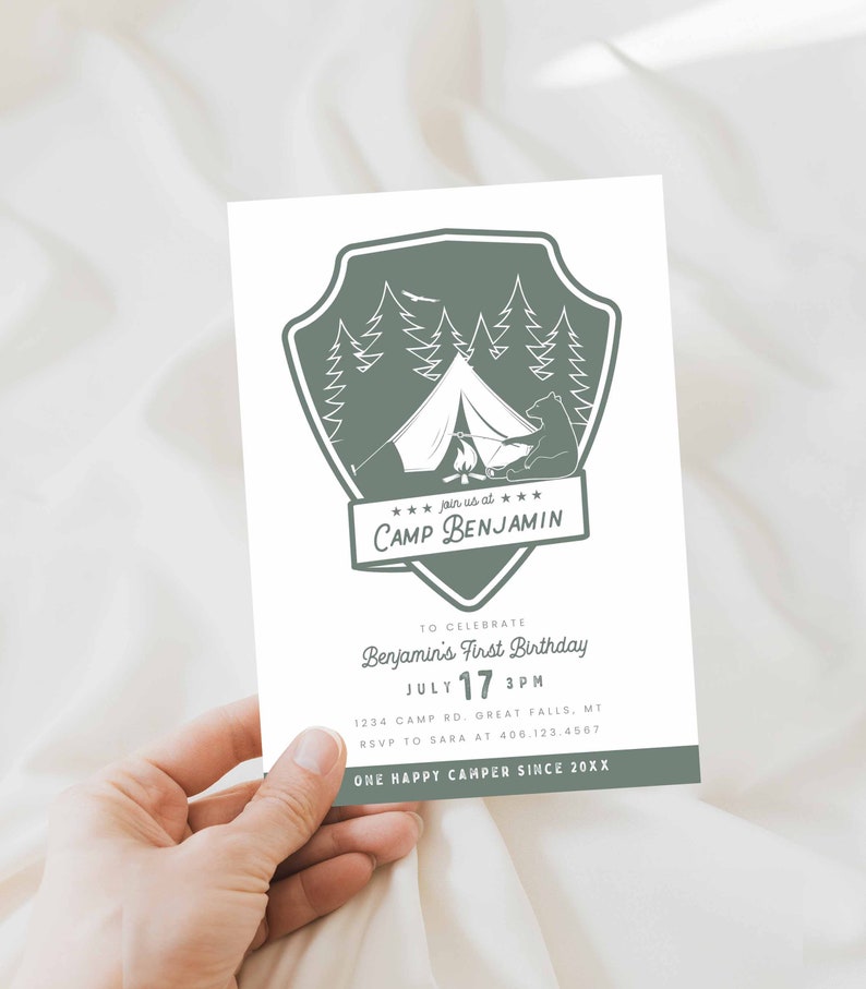 Editable Happy Camper Favor Tag Template, Camp Thank You Sticker ...