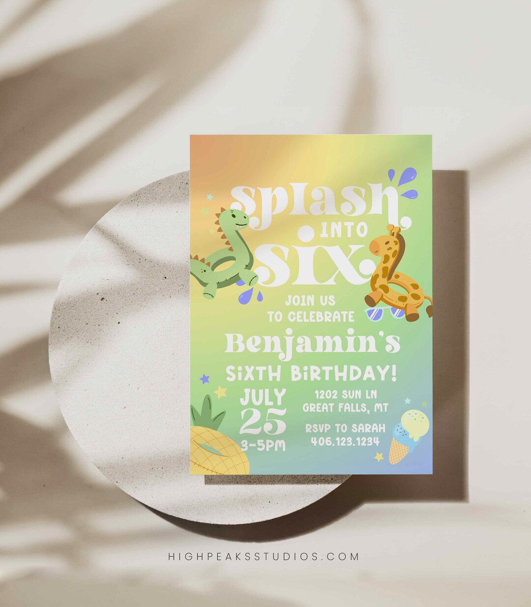 Splash Into Six Birthday Invitation, Summer Pool Party Invite, Splish ...