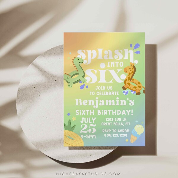 6th Birthday Boy Invite Pool Party - Etsy