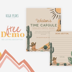 Western Birthday Time Capsule Sign and Note Card Printables, How the ...
