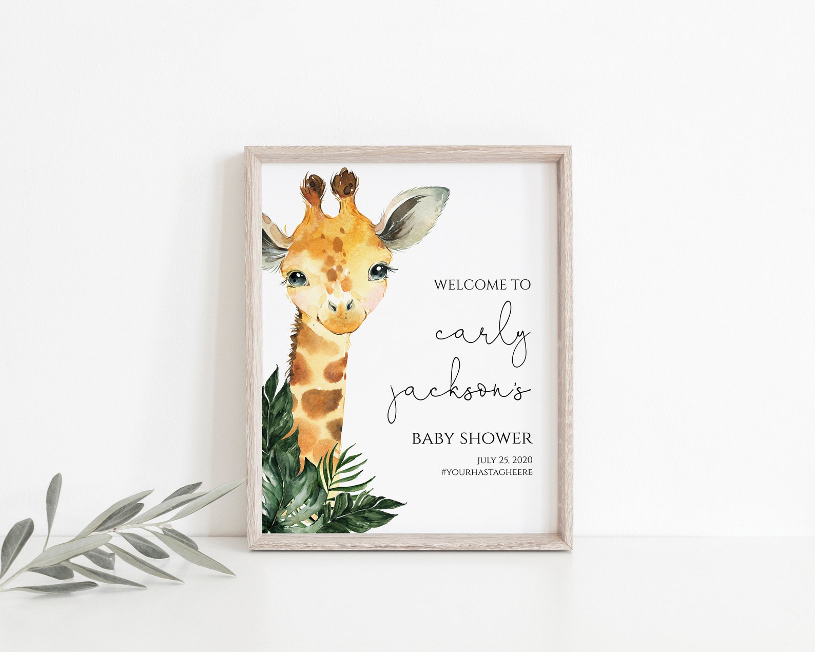 Giraffe Baby Shower Welcome Sign Template Gender Neutral - Etsy