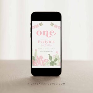 Editable Cactus Fiesta First Birthday Invitation Printable, One ...