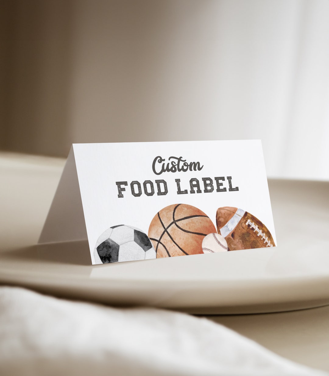 Multi Sports Food Label Tents, It's Game Time, Game on Birthday Digital ...