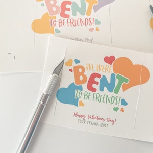 Fidget Pop Tube Valentine Printable, We Were Bent to Be Friends ...